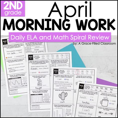April Morning Work 2nd Grade Ela And Math April Bell Work 2nd Grade