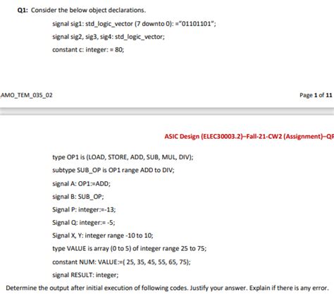 solved q1 consider the below object declarations signal