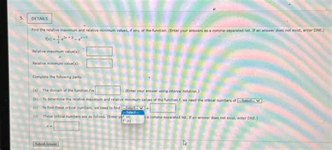 Solved Find The Relative Maomum And Relative Minimum Values