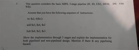 Solved This Question Considers The Basic MIPS Stage Chegg