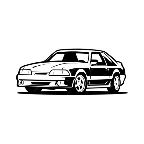 Premium Vector American Fox Body Sport Car Monochrome Vector Side Front View Isolated