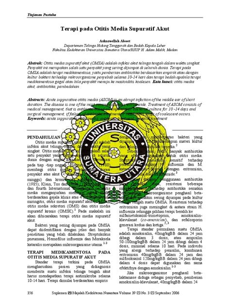 Terapi Pada Otitis Media Supuratif Akut Dan Reviewnya Pdf