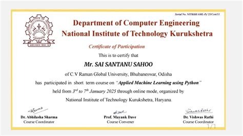 Sai Santanu Sahoo On Linkedin Machinelearning Python Nitkurukshetra Professionalgrowth