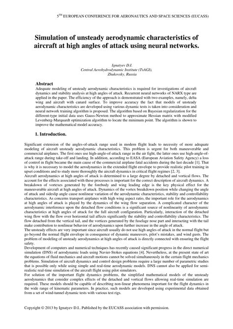 Pdf Simulation Of Unsteady Aerodynamic Characteristics Of Aircraft At High Angles Of Attack