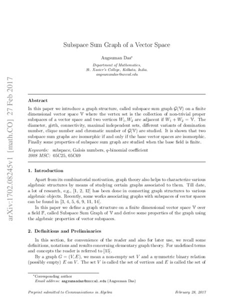 pdf subspace sum graph of a vector space