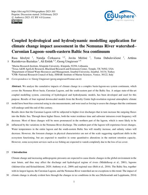 Pdf Coupled Hydrological And Hydrodynamic Modelling Application For
