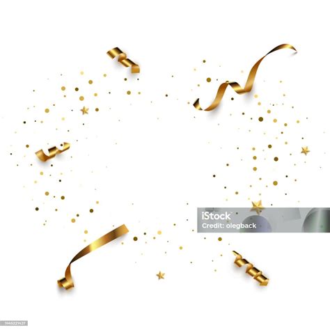 축제 배경 벡터 그림입니다 우아한 화려한 벽지 디자인입니다 황금 리본 별 색종이가 있는 창의적인 배경 복사 공간이 있는 정사각형 흰색과 금색 배너 공휴일에 대한 스톡 벡터