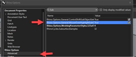 disable sub object selection preview in rhino 8 rhino for windows