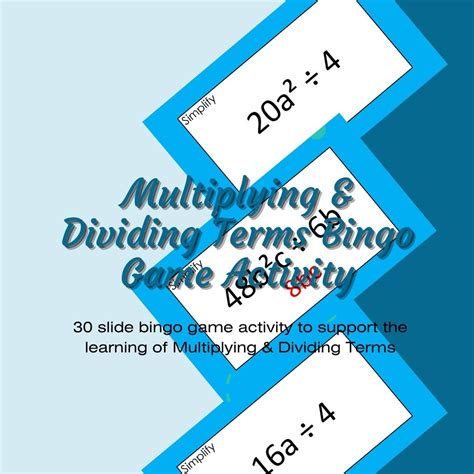 Engaging Maths Bingo Game Multiply And Divide Algebraic Terms