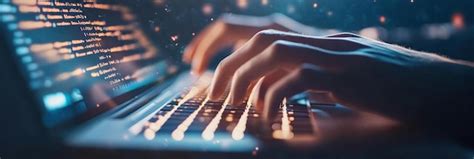 Two Large Monitors Displaying Code In A Dimly Lit Modern Workspace Representing Coding Software