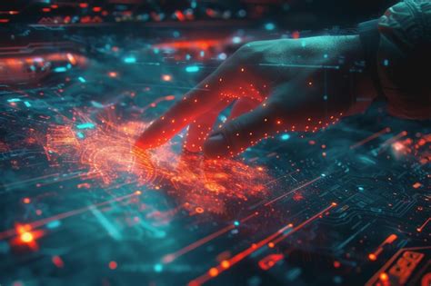 Premium Photo Closeup Hand That Touches On Digital Iot Ai Chatbot