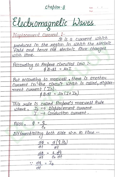 Electromagnetic Waves Class 12 Physics Chapter 8 Notes Handwritten Notes Pdf Download Readaxis