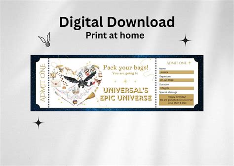 Epic Universe Surprise Ticket Epic Universe Reveal Ticket Printable Boarding Pass