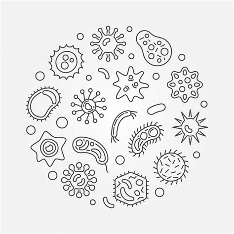 Premium Vector Bacterial Cells Round Vector Outline Simple Illustration