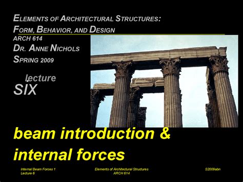 Beam And Internal Forces In Architectural Structures Lecture Slides Arch 614 Docsity