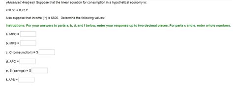 Solved Suppose That The Linear Equation For Consumption In A