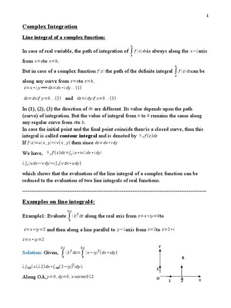 complex integration line integral of a complex function pdf