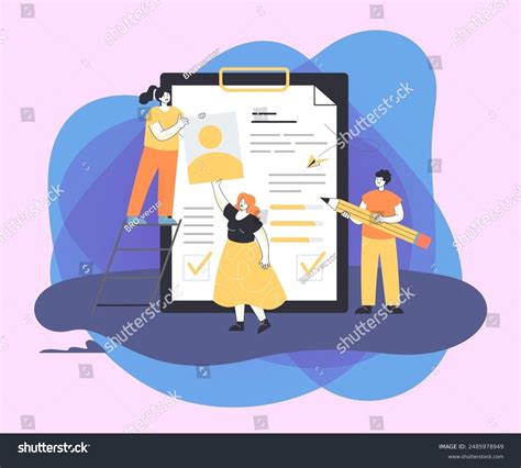 Tiny Characters Filling Survey Form Checklist Stock Vector Royalty Free 2485978949 Shutterstock