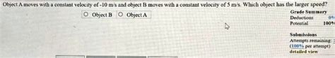 Solved Texts Object A Moves With A Constant Velocity Of 10 Ms And