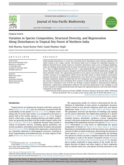 Pdf Variation In Species Composition Structural Diversity And