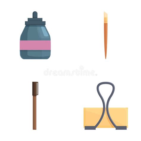 Vector Icons Of Art Supplies Stock Vector Illustration Of Equipment