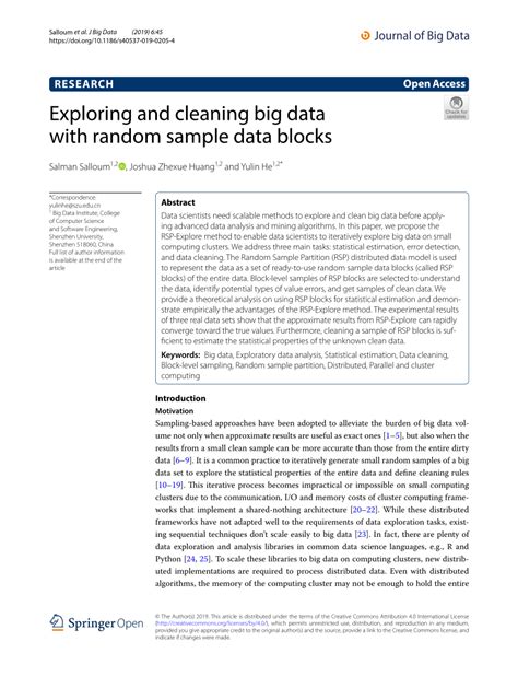 Pdf Exploring And Cleaning Big Data With Random Sample Data Blocks