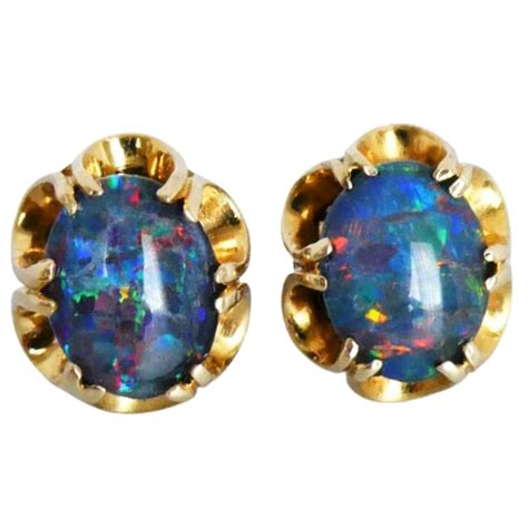 Beryl Lane Vintage 9ct Gold Buttercup Opal Stud Earrings