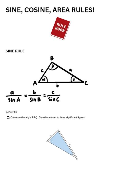 Sine Cosine And Area Rule Notes 222 Unit 11 Tr Igonometry Sine