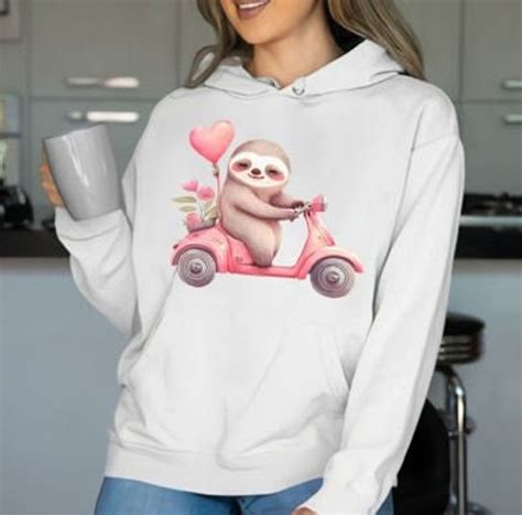 Sloth Riding Motorbike Valentine Day Sloth PNG Digital Download Funny Sloth Sublimation