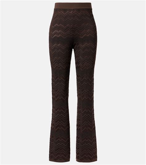 Zigzag High Rise Flared Pants In Brown Missoni Mytheresa