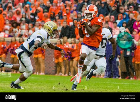 Clemson Tigers Wide Receiver Germone Hopper 5 Catches A Pass From Clemson Tigers Quarterback