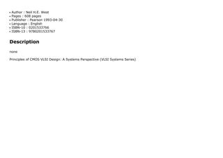 Principles Of CMOS VLSI Design A Systems Perspective VLSI Systems Series PDF