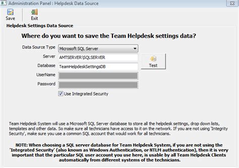 using sql server database for storing helpdesk data assistmyteam