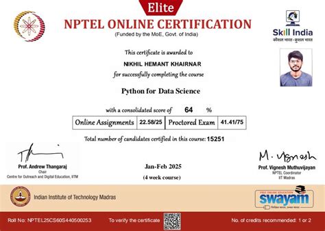 🚀excited To Share That Ive Successfully Completed The Nptel Course On