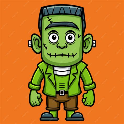 Coloring Page Hand Drawing Bold And Easy Halloween A Cute Frankenstein Background Black Line