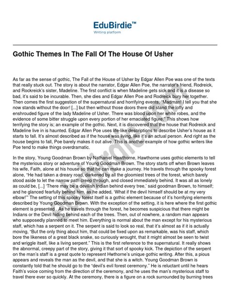Gothic Themes In The Fall Of The House Of Usher Pdf Mystery