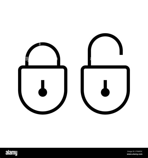 Lock And Unlock Icon In Line Style Isolated On White Background Open And Closed Padlocks
