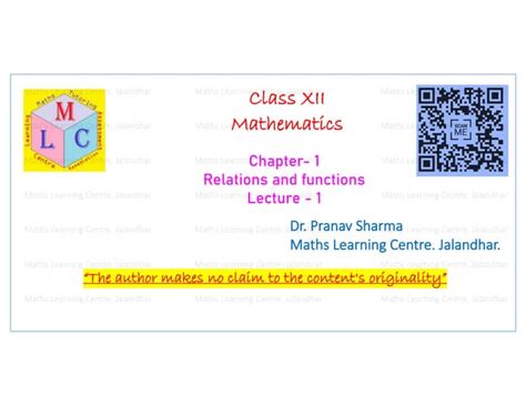 Class 12chapter 1relations And Functionstypes Of Relations Lecture