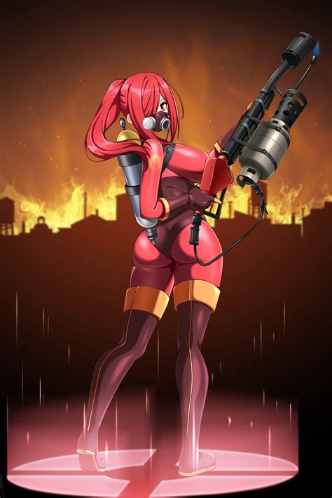 Lindaroze Pyro Tf2 Red Pyro Tf2 Team Fortress 2 Absurdres Commission Highres Second