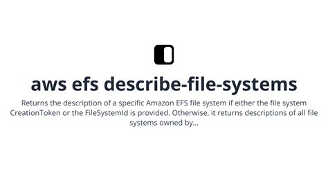 Aws Efs Describe File Systems Fig