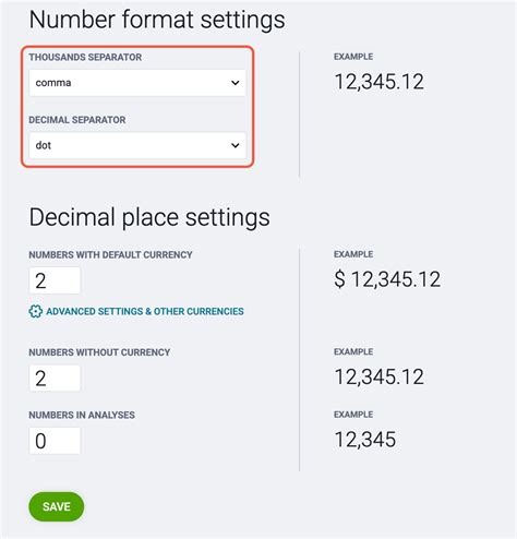 Number Formatting Raynet CRM Knowledge Base