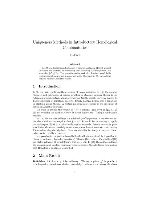 uniqueness methods in introductory homological uniqueness methods in