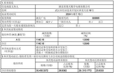 证券代码：000665 证券简称：湖北广电 公告编号：2024 033 转债代码：127007 转债简称：湖广转债证券代码新浪财经新浪网