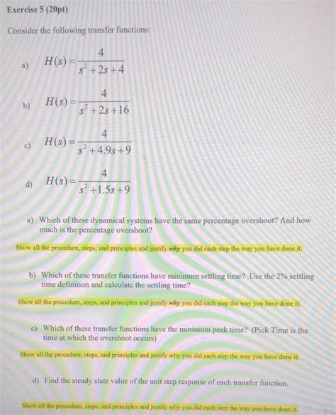 Solved Exercise 5 20pt Consider The Following Transfer