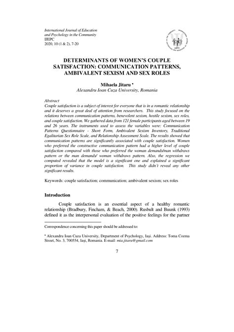 Pdf Determinants Of Womens Couple Satisfaction Communication
