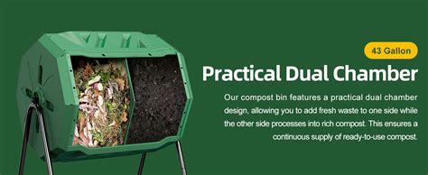 F2c Compost Bin Outdoor Dual Chamber Tumbling Composter 43