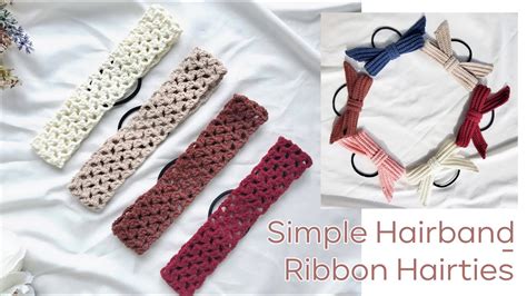 헤어스타일에 뜨개 감성 한스푼🎀 심플 헤어 밴드 And 리본 머리끈 실 한 볼로 초보자도 하루 완성 Youtube