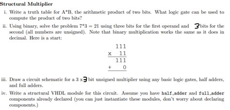 Solved I Write A Truth Table For A∗ B The Arithmetic