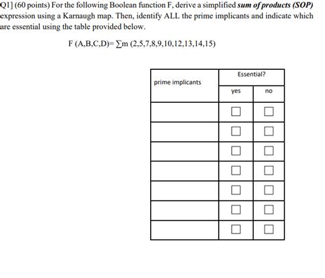 solved q1] 60 points for the following boolean function f