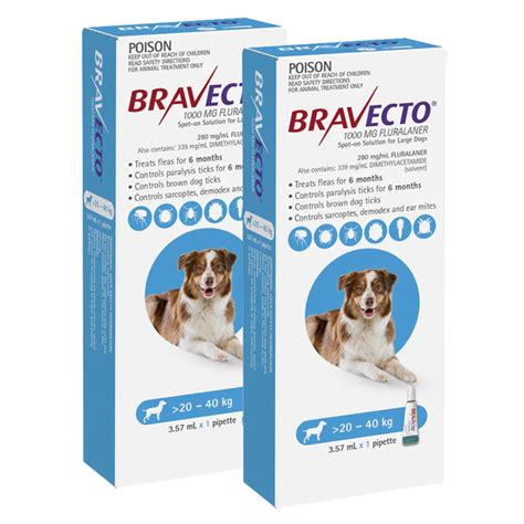 Shop Bravecto Spot-On Flea & Tick Control for Dogs - 20kg-40kg - vet-n ...